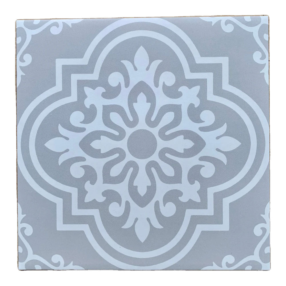 ENCAUSTIC LOOK BOW GREY TILE 300X300 – Ballarat Tiles