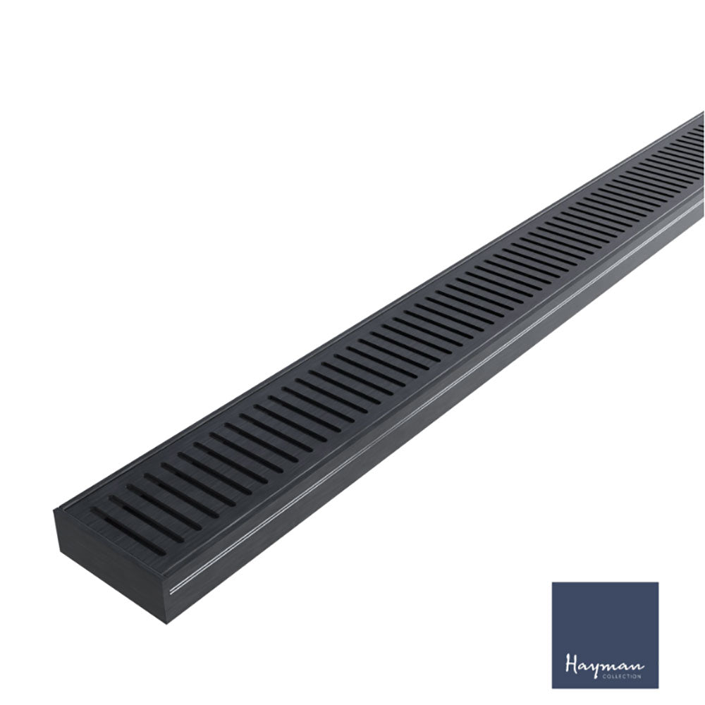 Hayman Aluminium Linear Grate Brushed Black 100mm Wide (Sold by the L ...