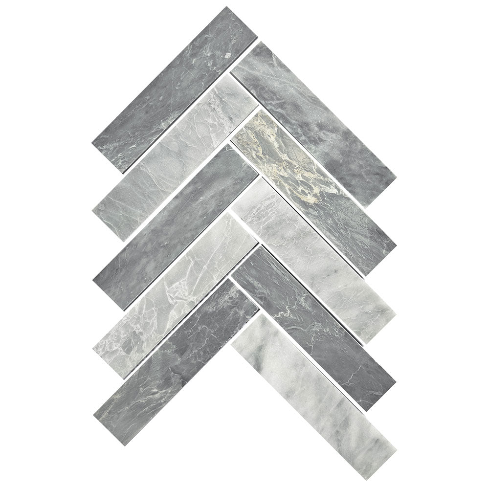 Arte Carrara Grey Marble Herringbone Mosaic – Ballarat Tiles