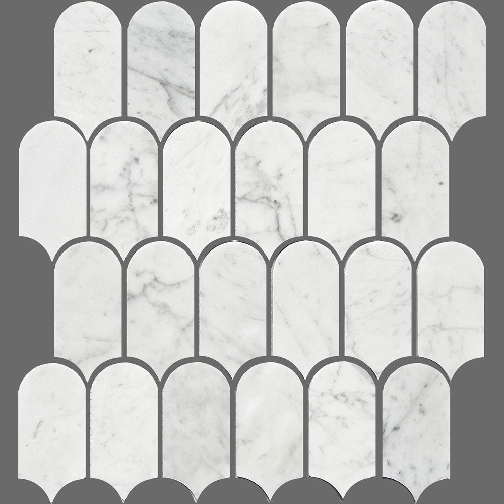 Arte Carrara White Marble Feather Mosaic – Ballarat Tiles
