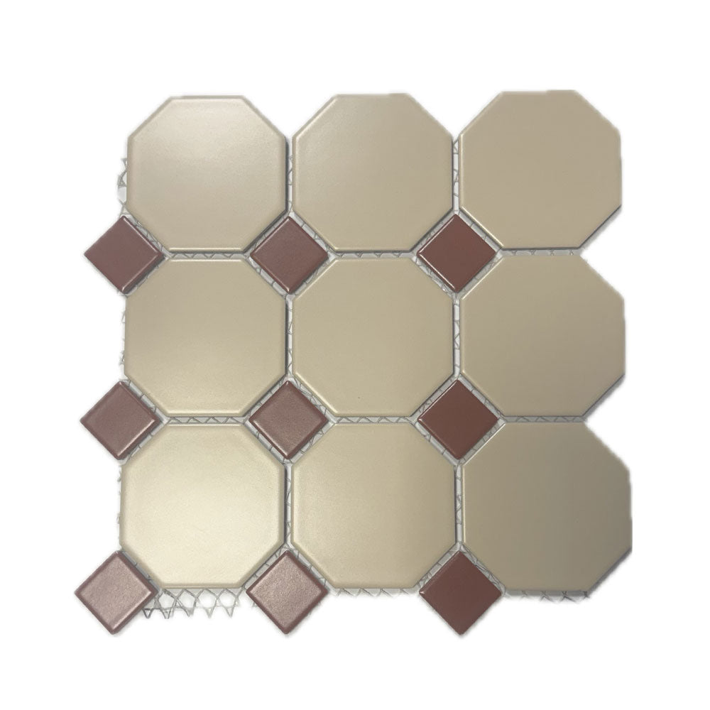 ENCAUSTIC LOOK CREAM OCTAGON WITH TERRACOTTA DOT – Ballarat Tiles
