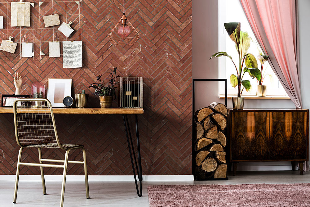 Arte Rojo Alicante Marble Herringbone Mosaic – Ballarat Tiles