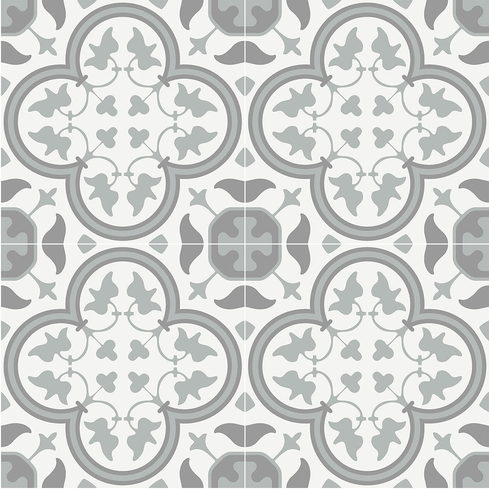 ENCAUSTIC LOOK SALISBURY LIGHT GREY TILE 200X200 – Ballarat Tiles